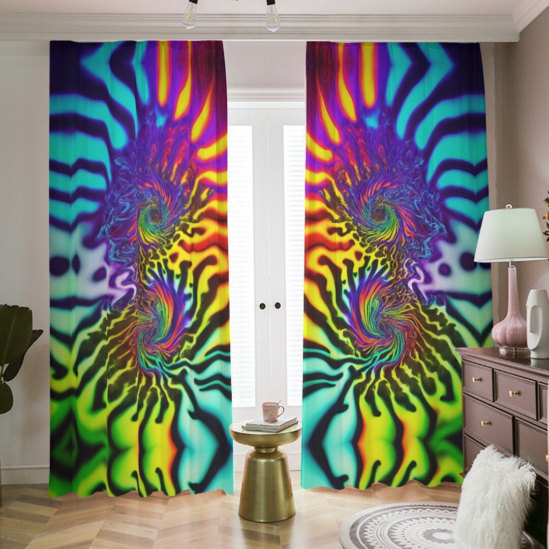 Psychedelic Blackout Window Shades Rod Pocket Set of 2 Panels Lava Lamp ...