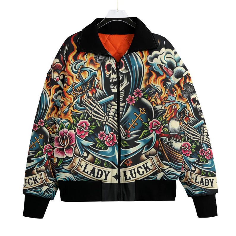 Skull Tattoo Motorcycle Jacket, Skeleton Bomber Jacket,mans Biker ...