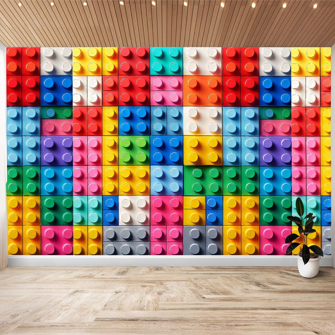Building Blocks Wallpaper Peel and Stick, Vinyl Wall Mural, Art ...