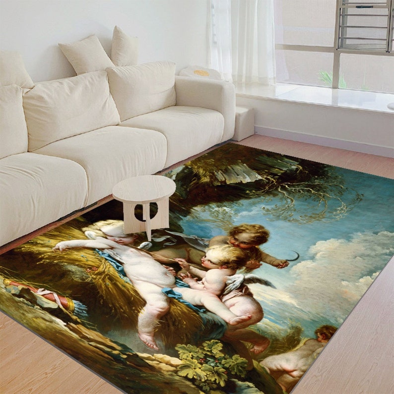 Gothic Angel Rug, Putti Fragonard Cherub Harvest Floor Mat Carpet, Goth ...