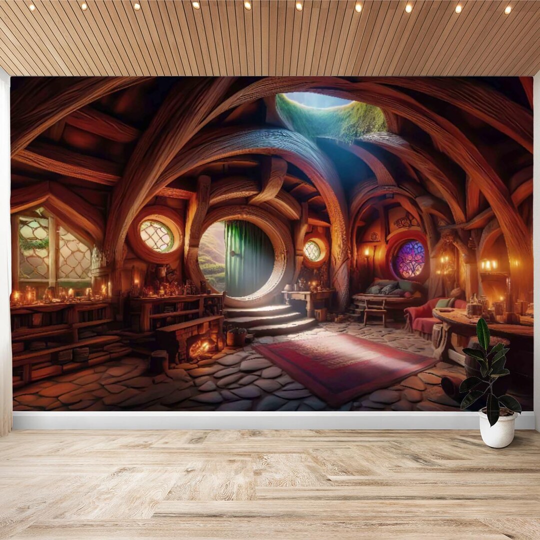 Fantasy Dwarf Dwelling Wallpaper Peel and Stick, Vinyl Wall Mural, Art ...