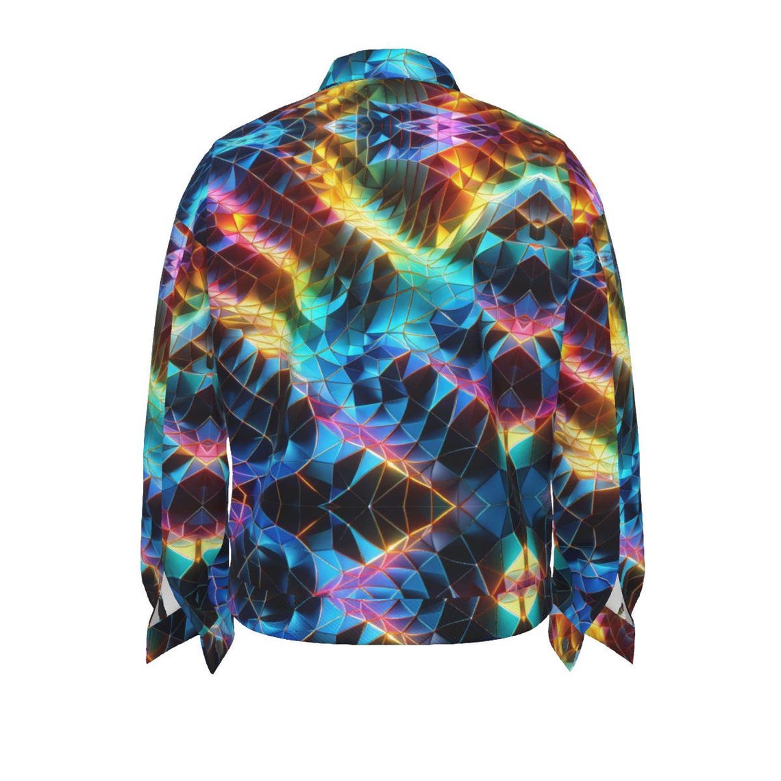 Rainbow Hologram Cotton Denim Jacket, Unisex Lightweight Rave Festival ...