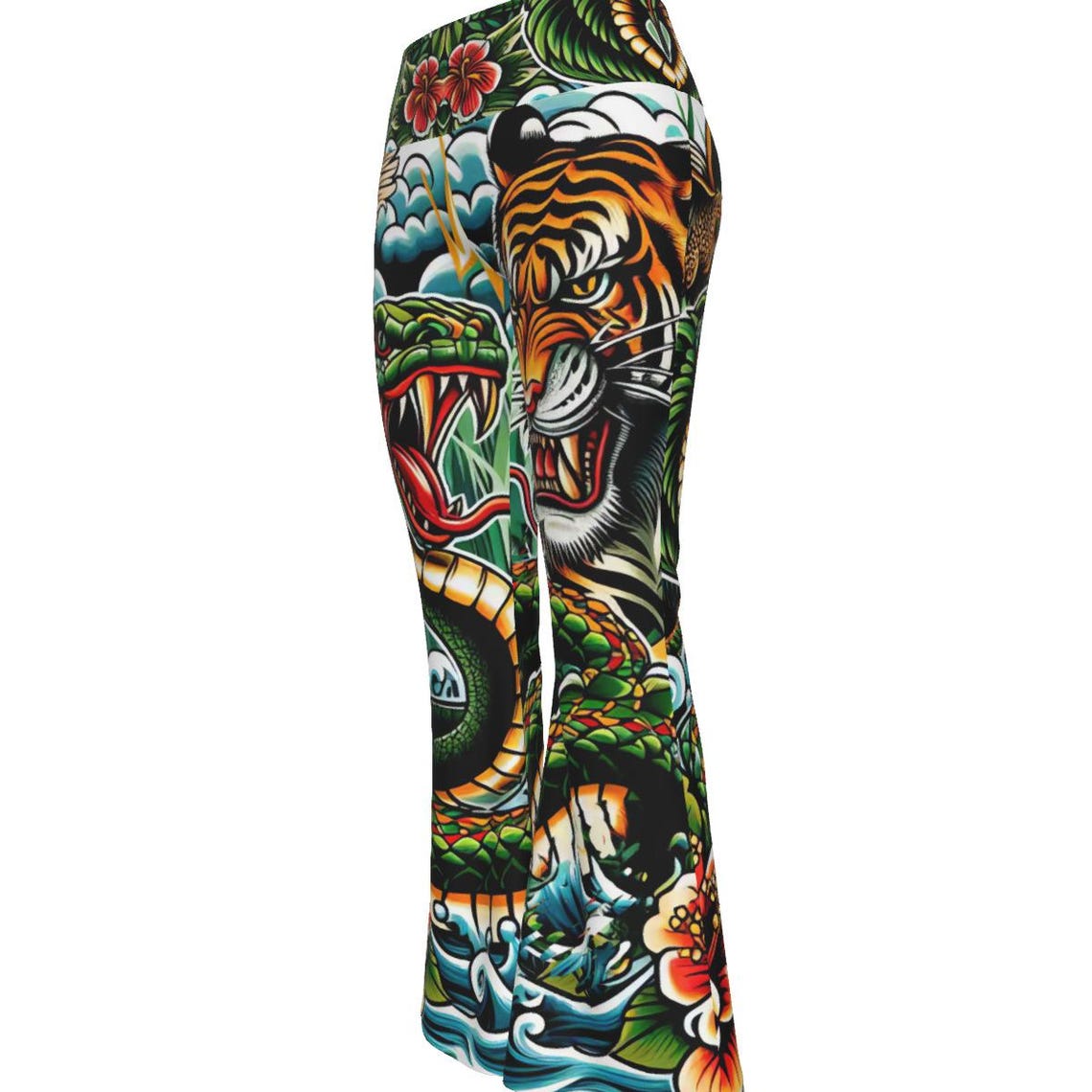 Tiger Cobra Yoga Pants, Flare Leggings, Tattoo Ink Athletic Pants ...