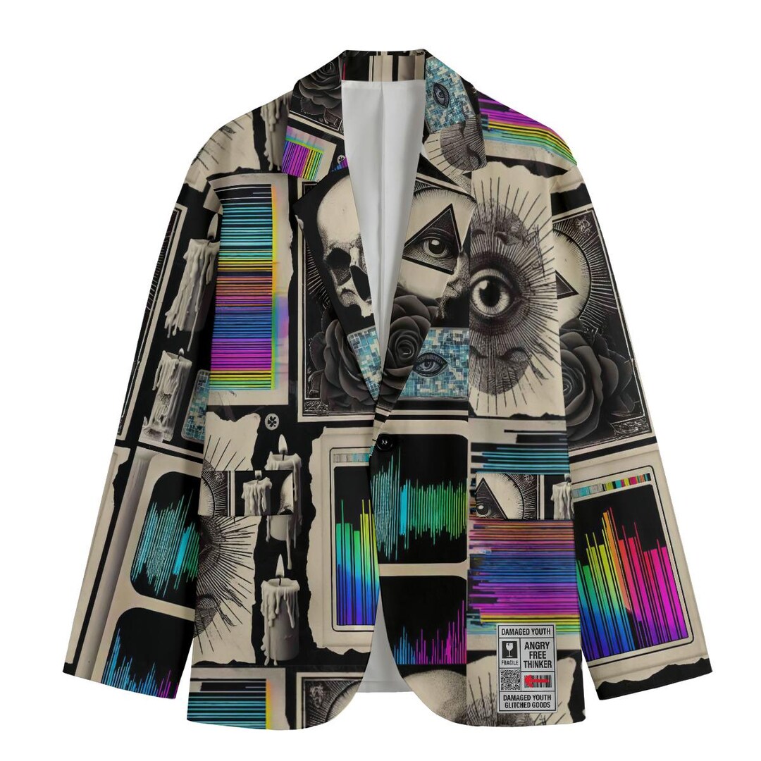 Skull Illuminati Punk Rock Cotton Blazer Mens Sport Coat Casual Jacket ...
