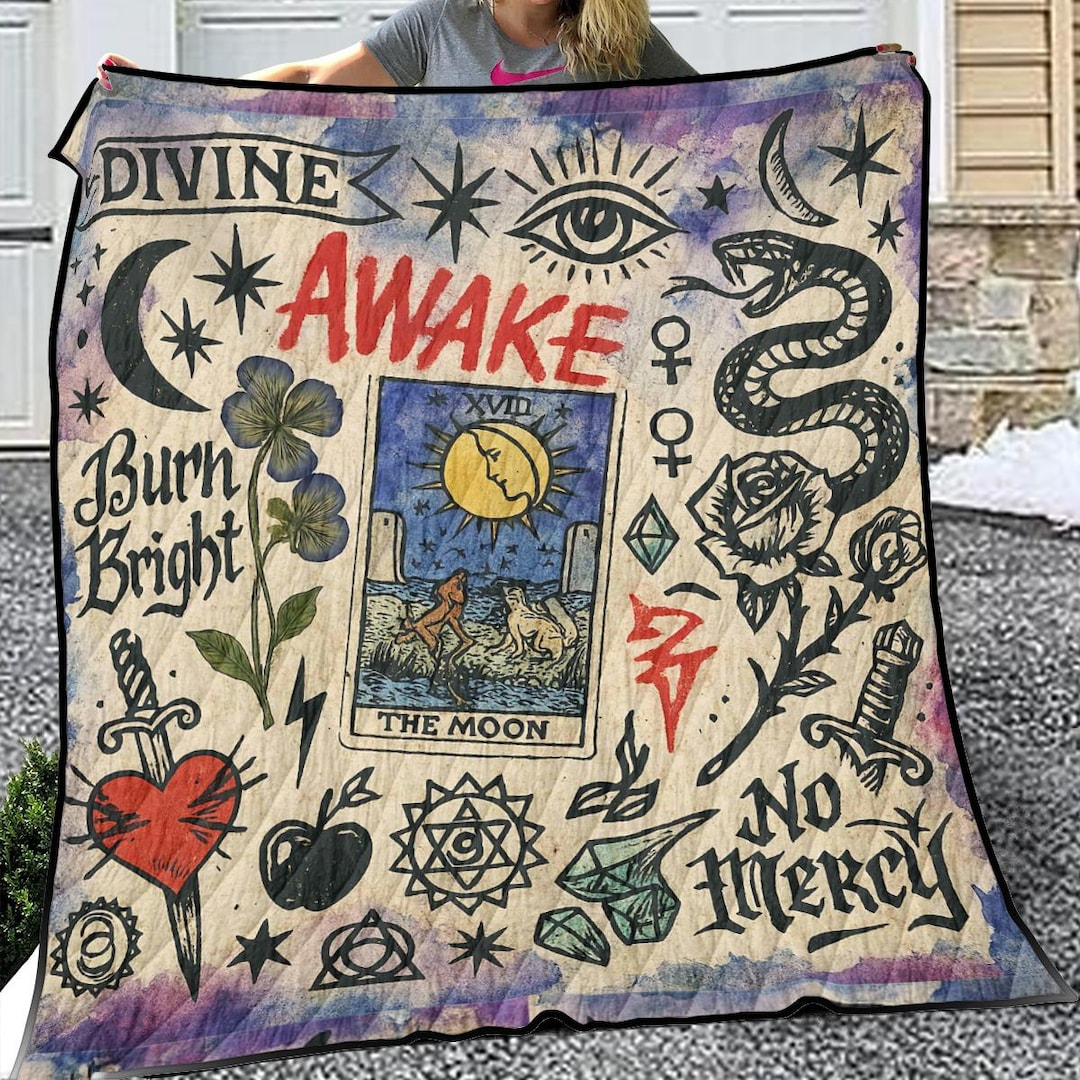 Tattoo Quilt Cover, Prosperity Magic Spell Blanket, Divine Protection ...