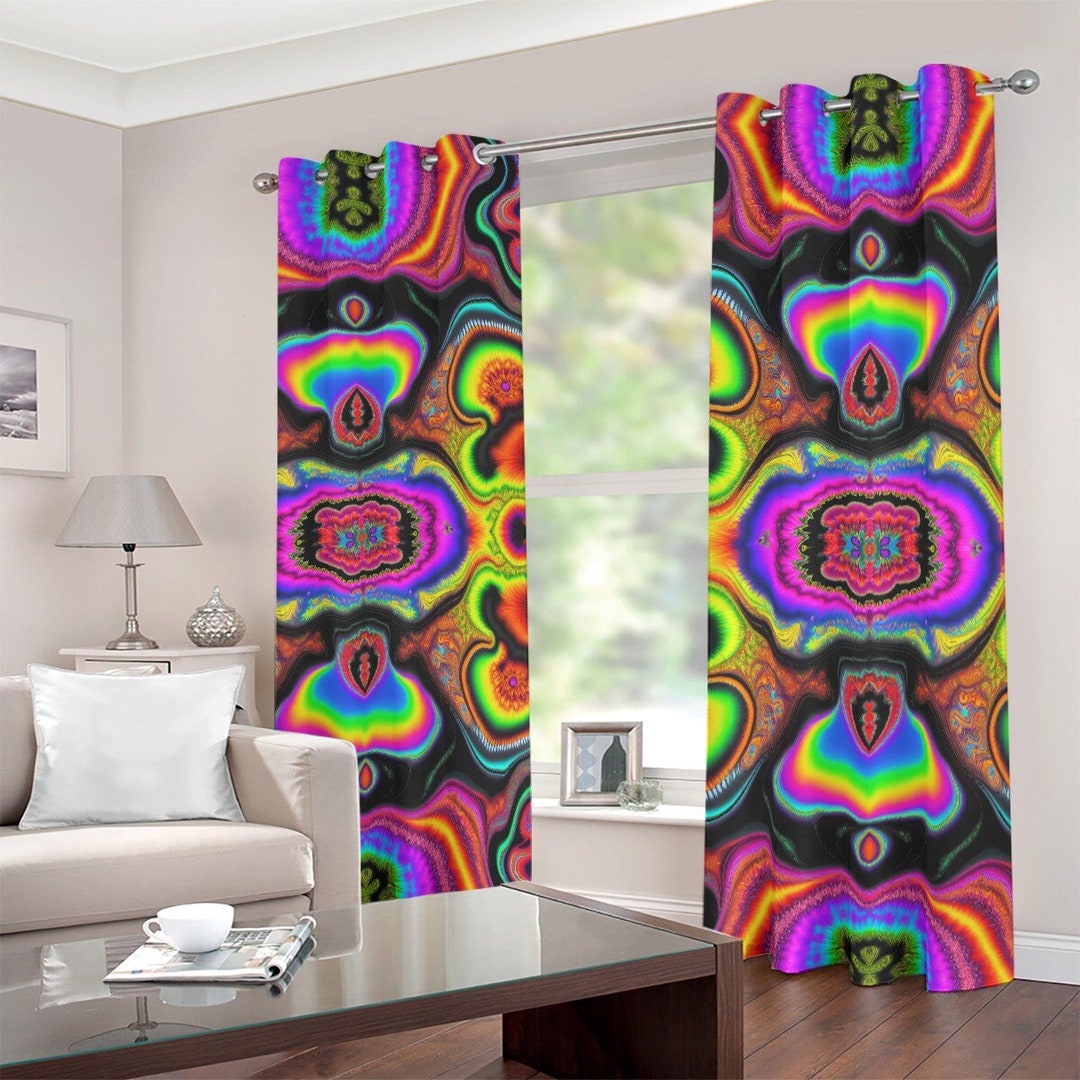 Psychedelic Trippy Grommet Blackout Curtains Opaque Curtain Drapes ...