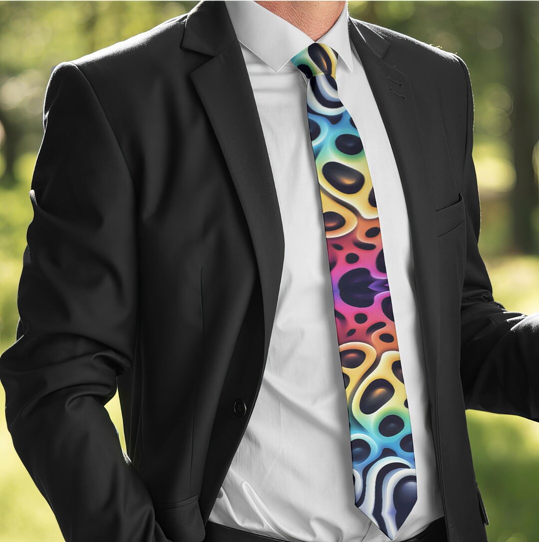 Handmade Leopard Tie, Psychedelic Rainbow Necktie, Cheetah Flock ...