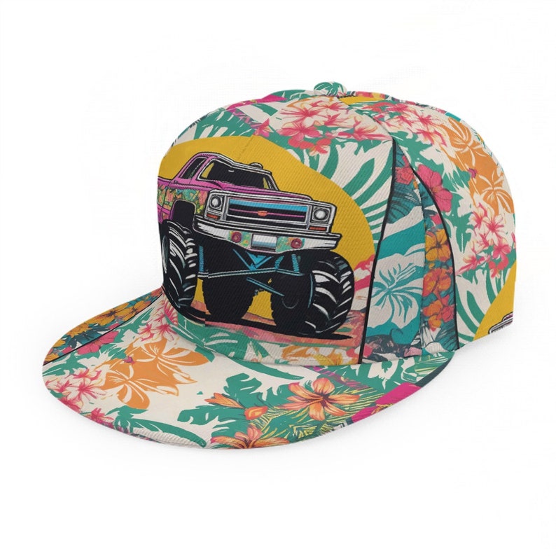 Aloha Monster Truck Psychedelic Trippy Cap, Hat, Baseball Trucker Hip ...