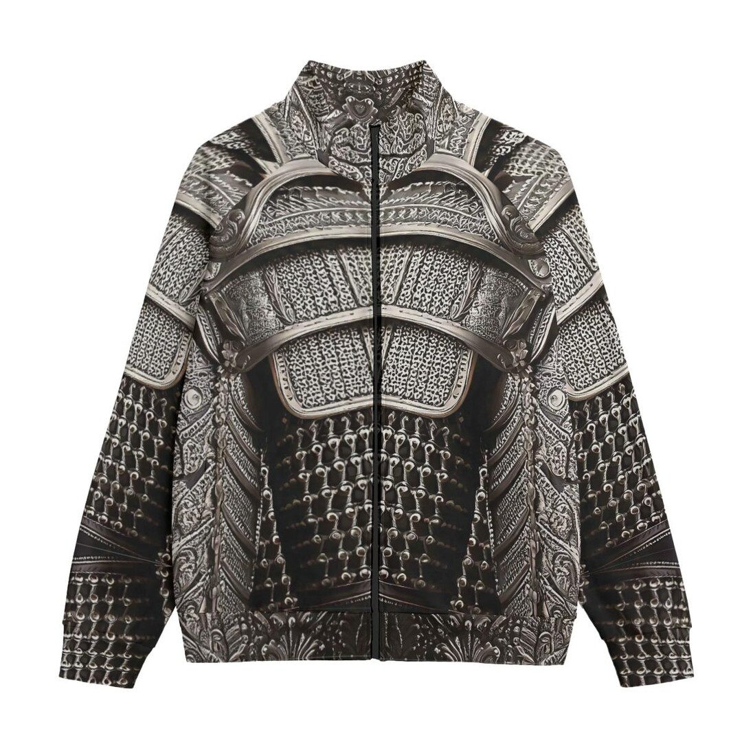 Chainmail Armor Cotton Zip Sweatshirt Medieval Hoodie Silver Knight ...