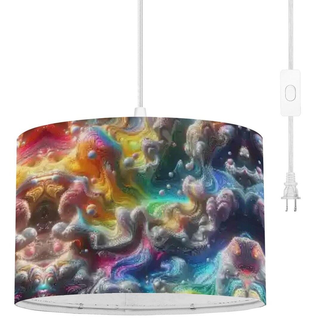 Psychedelic Lamp, Trippy Rainbow Lighting Fixture, Drum Fractal Lamp ...