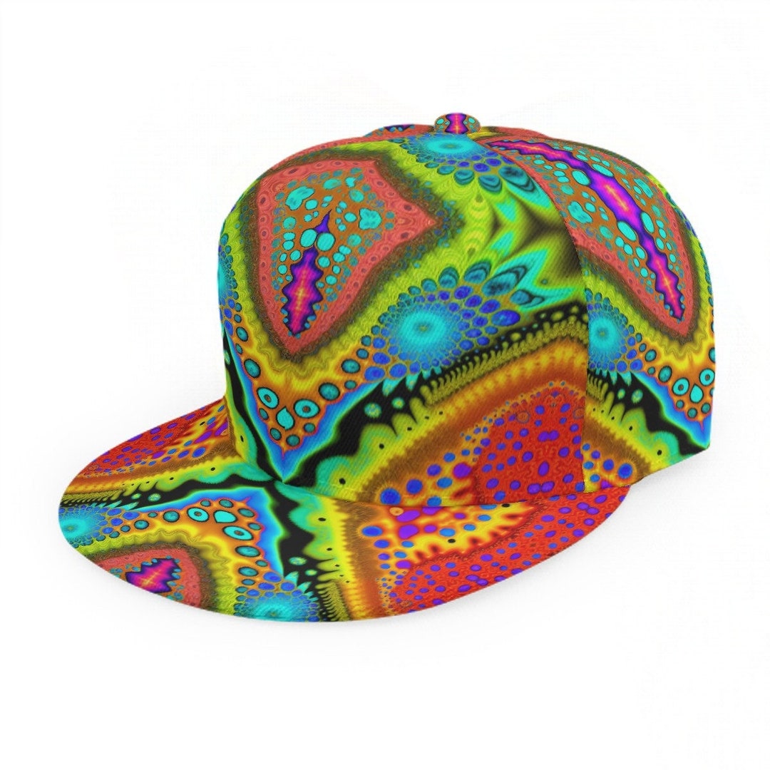 Psychedelic Trippy Stained Glass Kaleidoscope Baseball Cap Trucker Hip ...