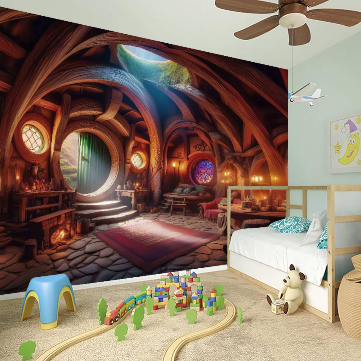 Fantasy Dwarf Dwelling Wallpaper Peel and Stick, Vinyl Wall Mural, Art ...