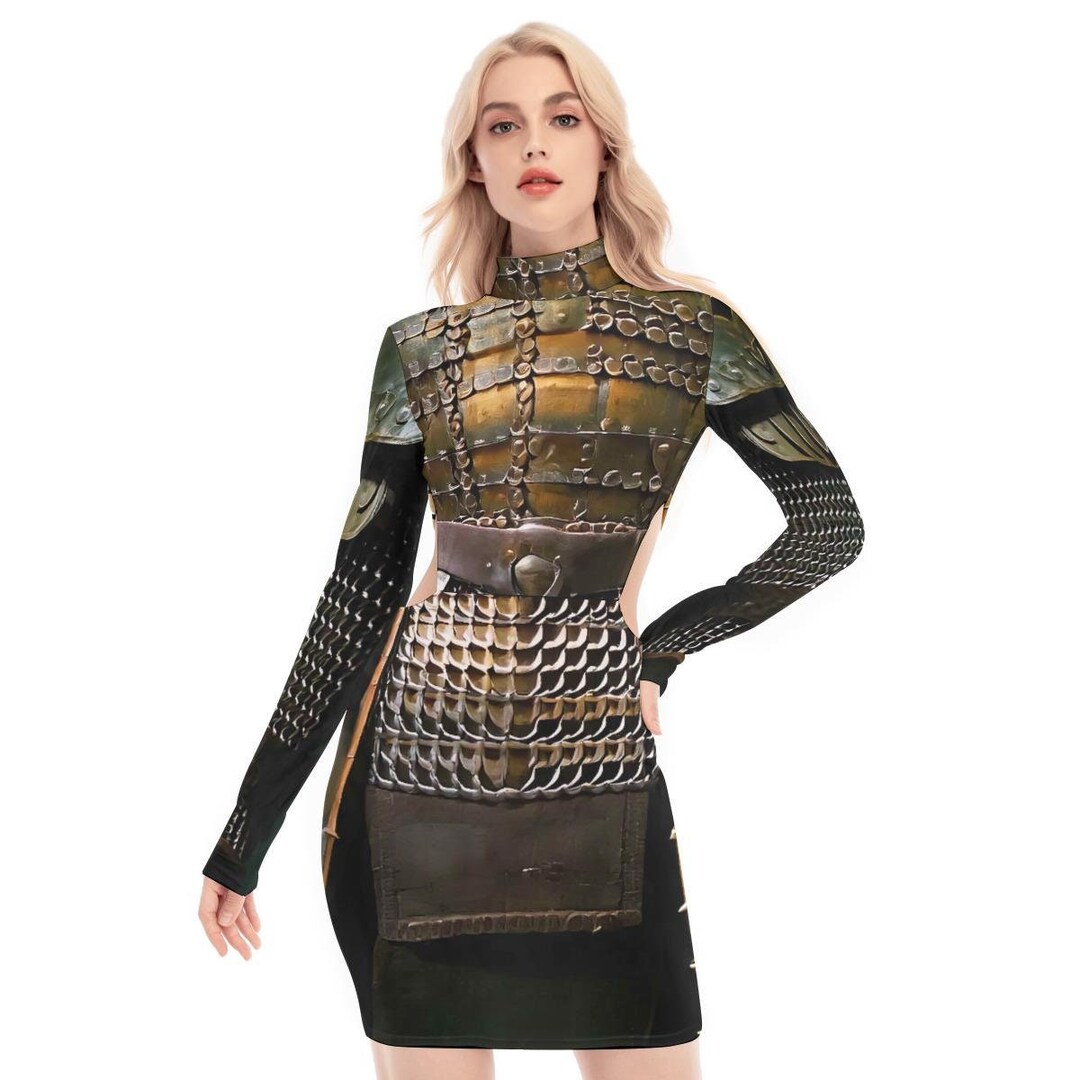 Gladiator Armor Dress, Cut Out Bodycon, Long Sleeve, Medieval, Rave ...