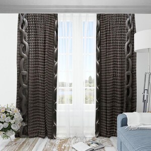 Medieval Blackout Curtains, Chainmail Opaque Drapes, Set of 2 Panel ...