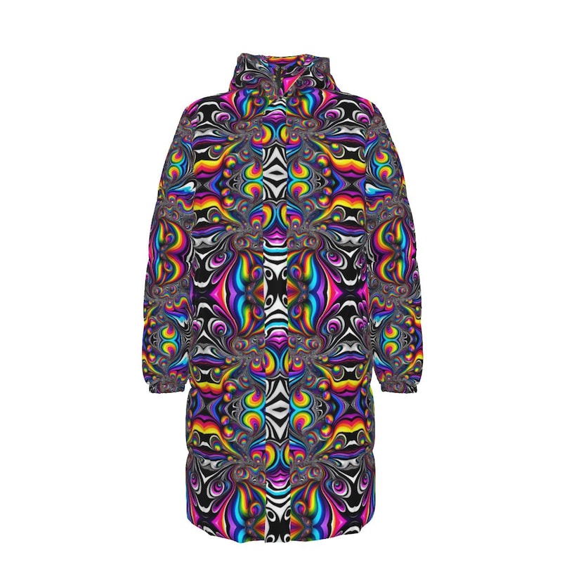 Psychedelic Puffer Coat - Etsy UK