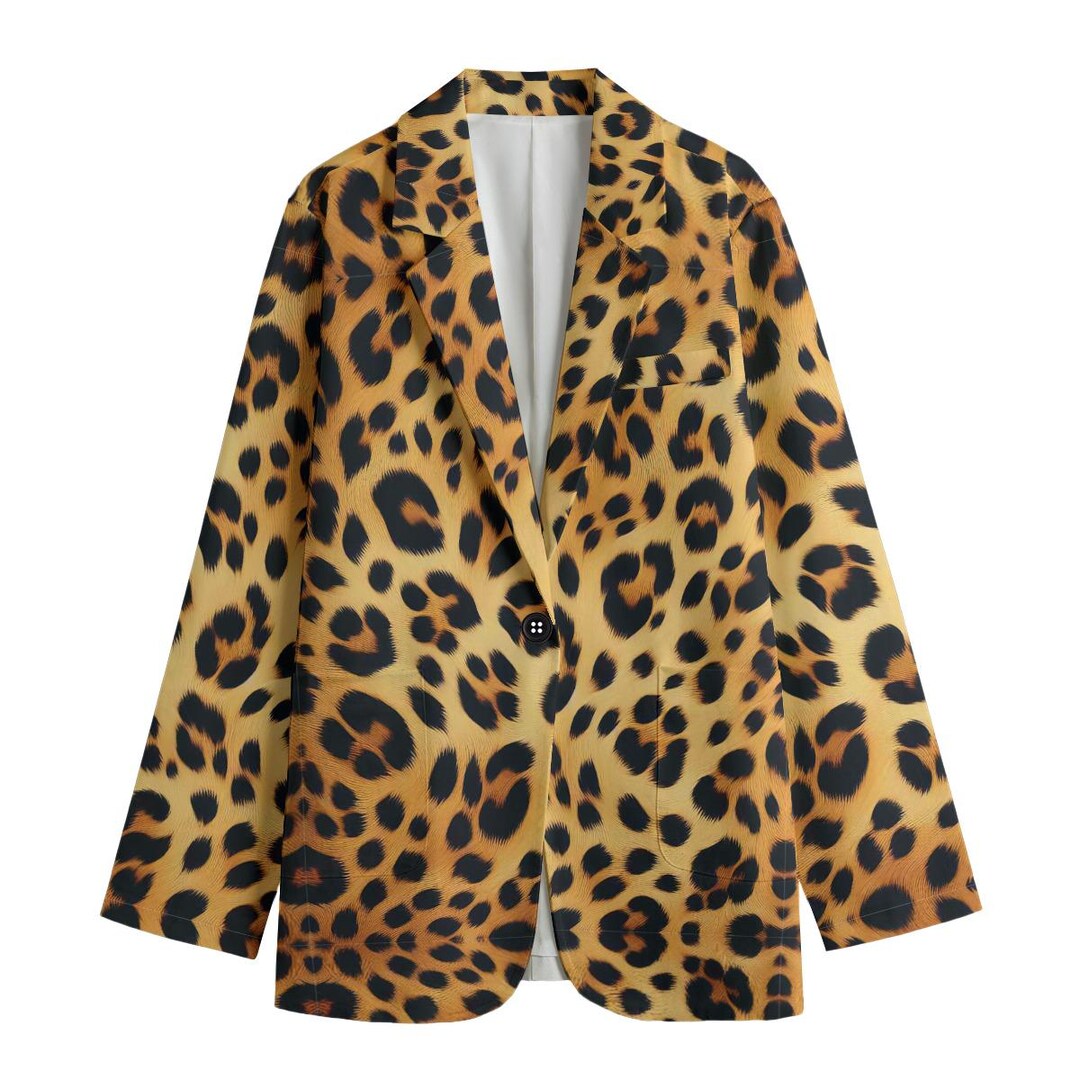 Leopard Print Cotton Blazer Animal Skin Suit Jacket High Definition ...