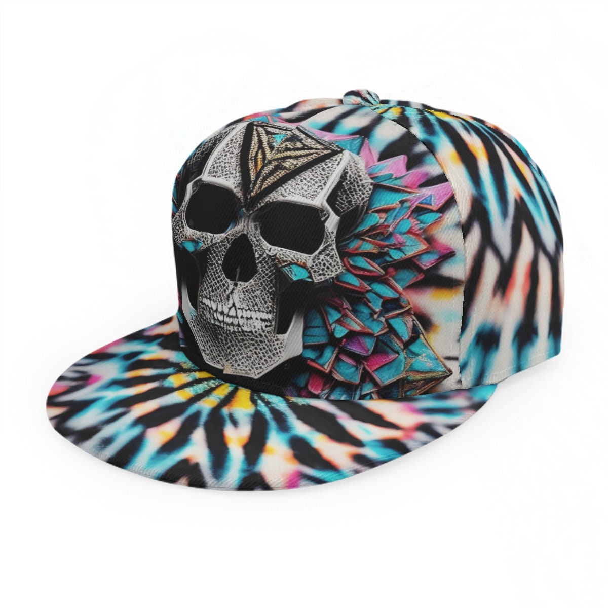 Psychedelic Skull Hat, Diamond Skull Cap, Crystal Skull Snapback,tie ...
