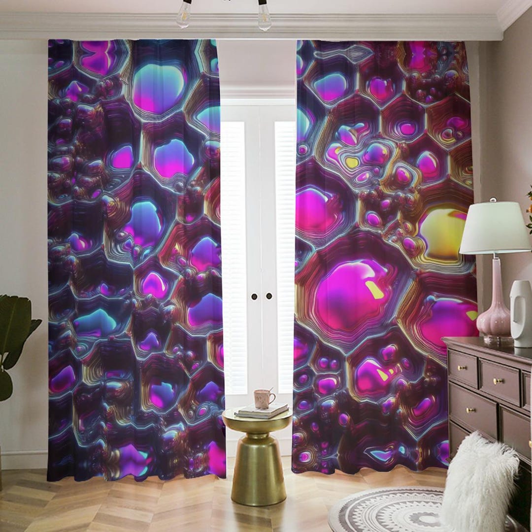 Purple Magenta Trippy Blackout Curtains Room Darkening Drapes Set of 2 ...
