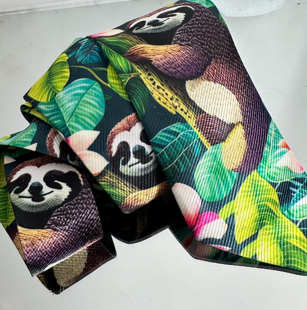 Sloth Hawaiian Floral Tie , Sloth Tie, Man's Tie Necktie Neckwear ...
