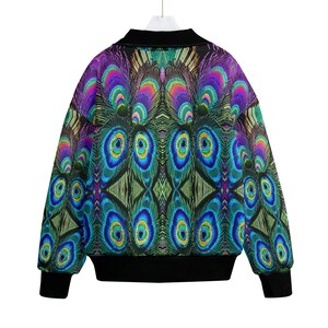 Trippy Peacock Jacket Coat Bomber Unisex Streetwear Mc DJ Rave Festival ...