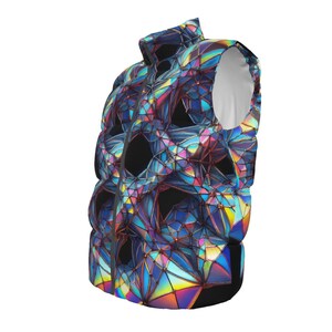 Holographic Tessellation Genuine Duck Down Vest Winter Unisex Puffer ...