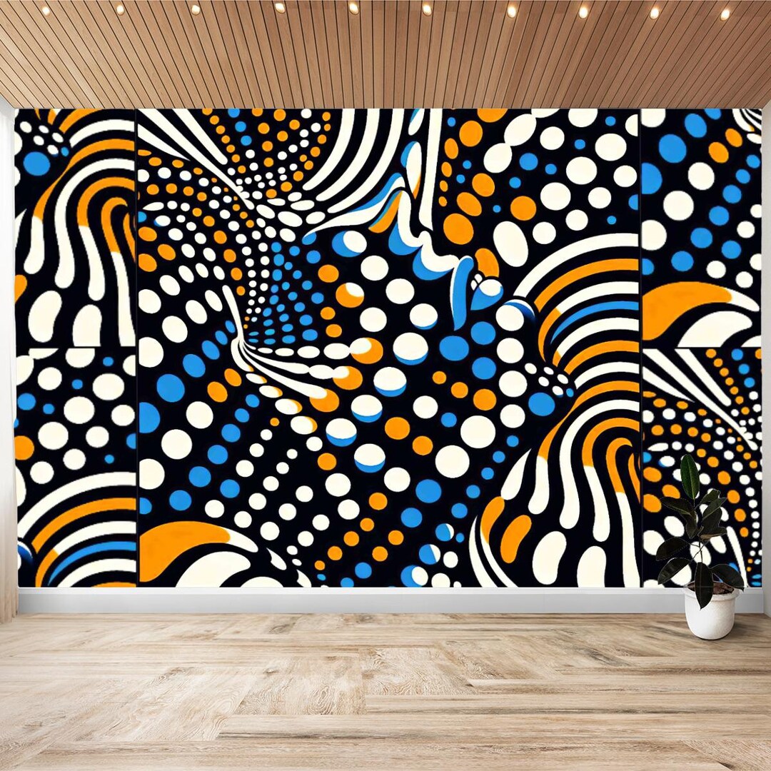 Psychedelic Pop Art Wallpaper Peel and Stick, Vinyl Wall Mural, Blue ...