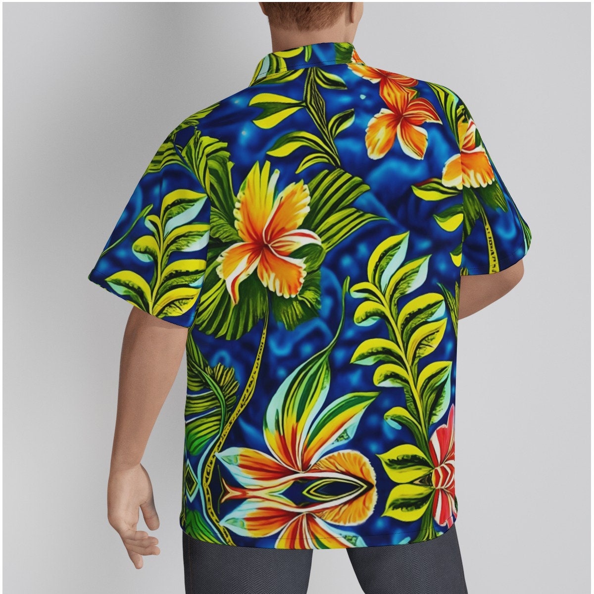 Aloha Hawaiian Shirt Blue Floral Vibrant Bold Tropical sold by Chris ...