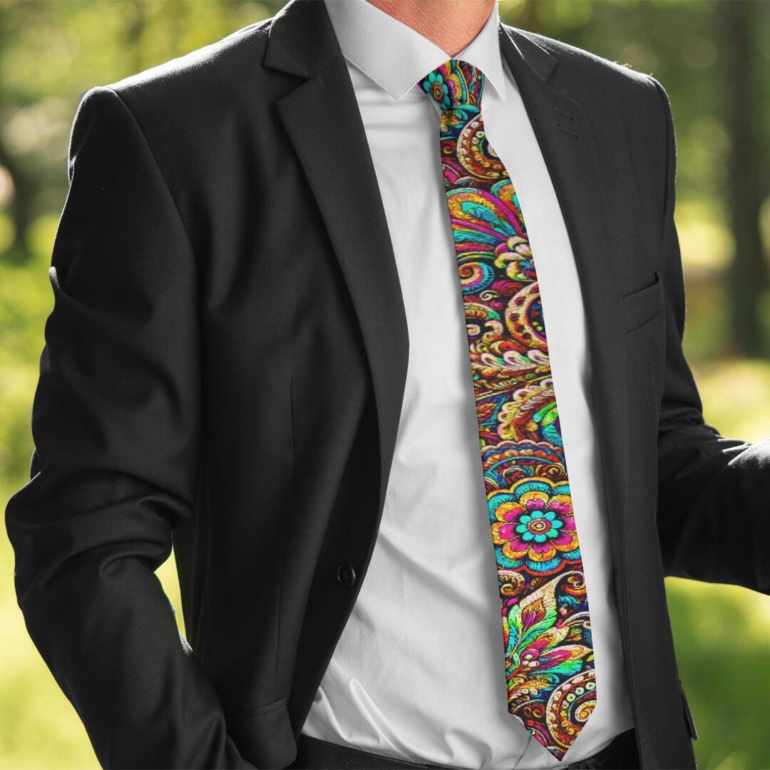 Colorful Paisley Designer Mens Tie, Business Necktie, Formal Neckwear ...