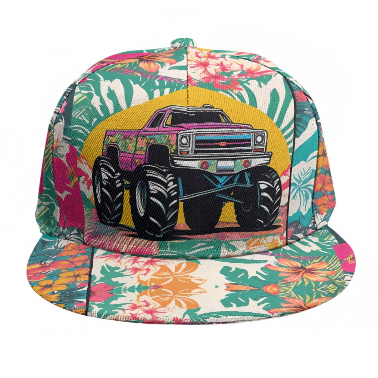 Aloha Monster Truck Psychedelic Trippy Cap, Hat, Baseball Trucker Hip ...