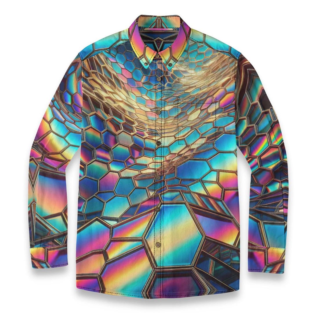 Psychedelic Trippy Mens Cotton Button Down Long Sleeve Shirt Collared ...