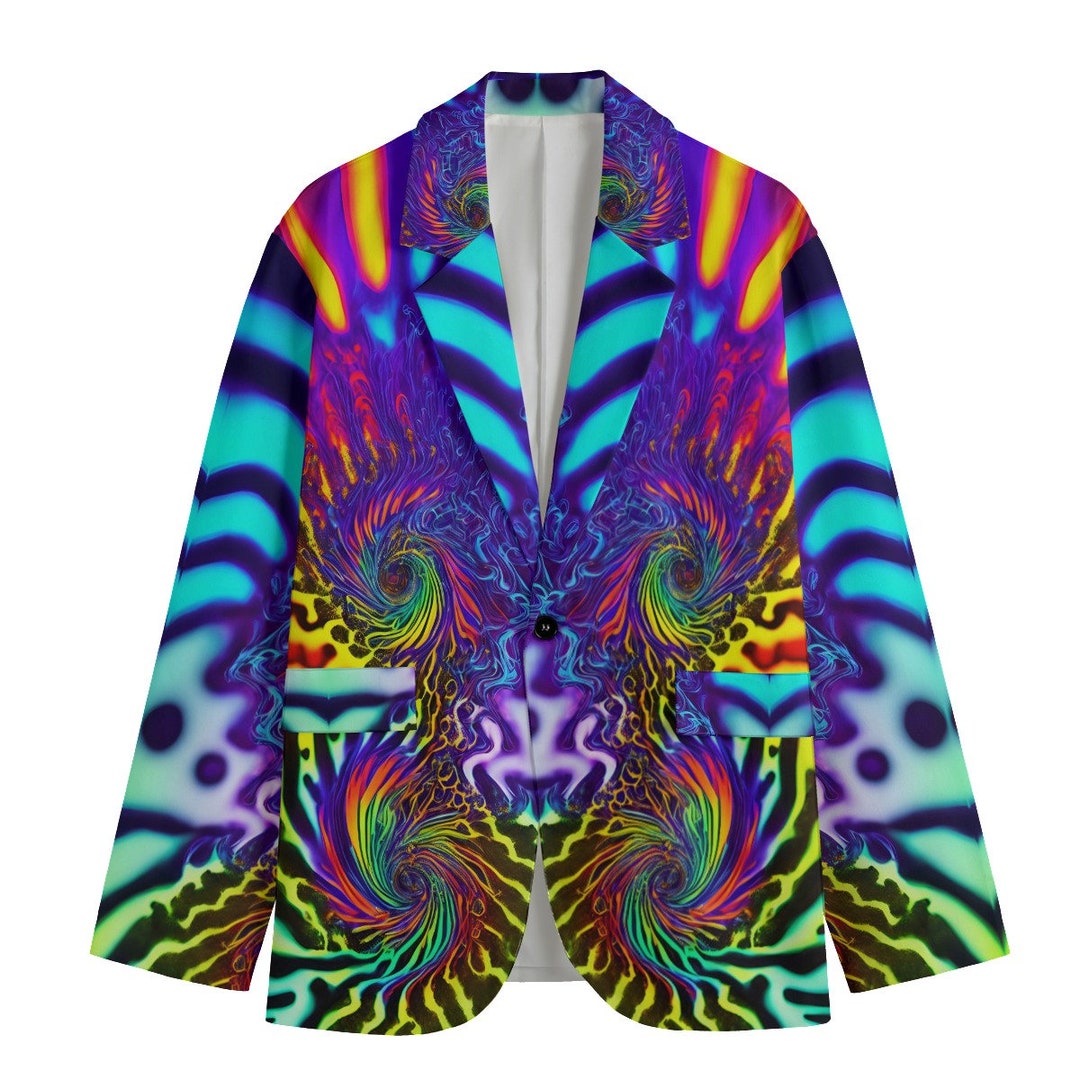 Psychedelic Blazer, Trippy Mens Sports Coat Cotton Suit Jacket Rave ...
