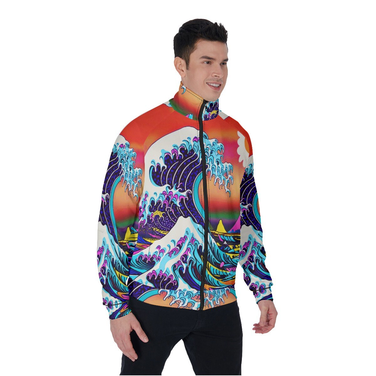 The Great Wave of Kanagawa Track Jacket Sweatshirt Zip up Collar S/M/L ...