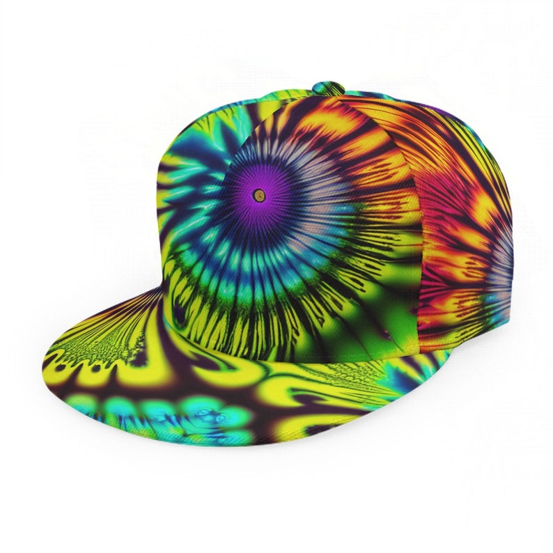 Psychedelic Trippy Hat, Liquid Cap, Trucker Hip Hop Rave Dj MC Hat ...