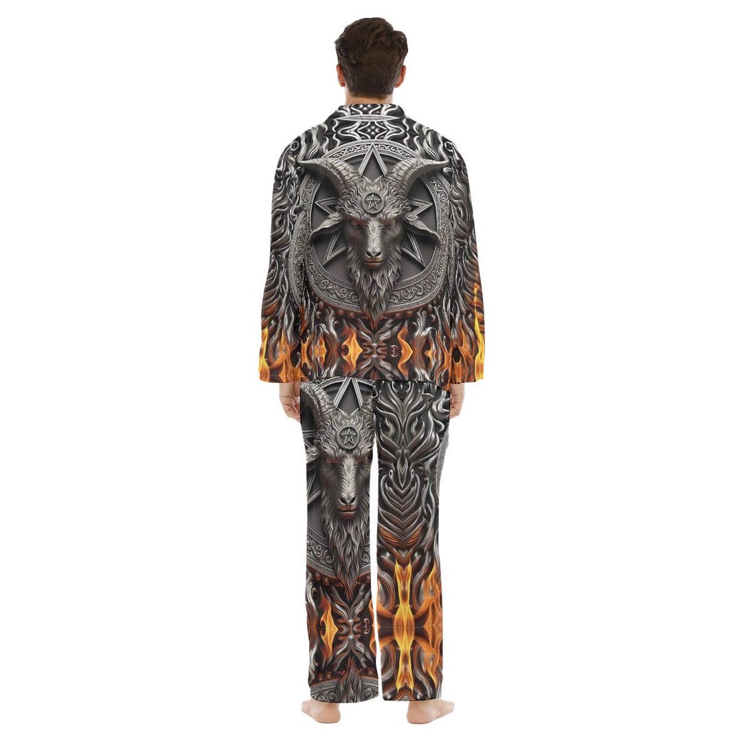 Baphomet Mens Satin Pajamas Button Down Sleepwear Gift Menswear ...