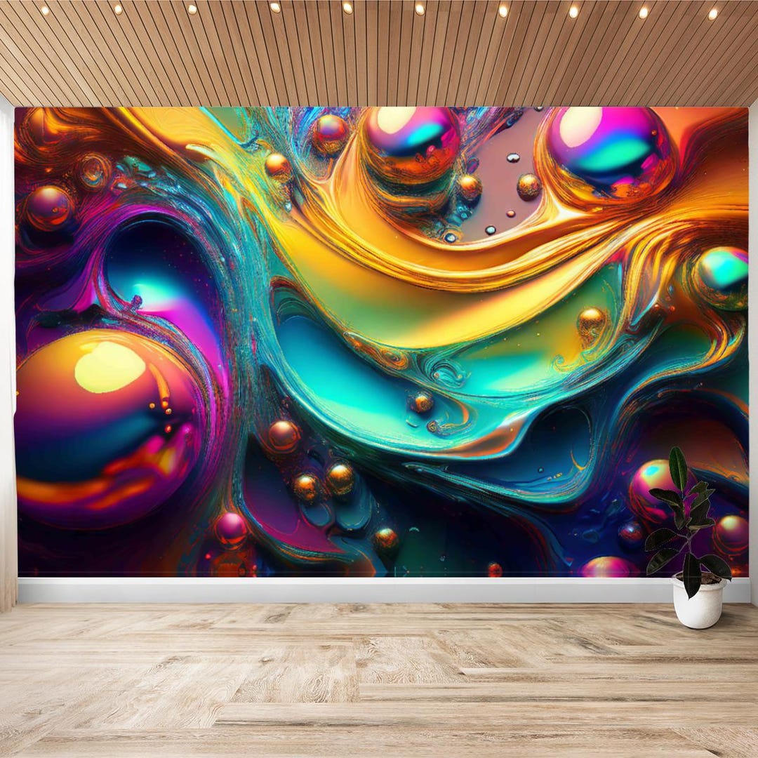 Psychedelic Wallpaper Peel and Stick, Vinyl Wall Mural, Rustic Door ...