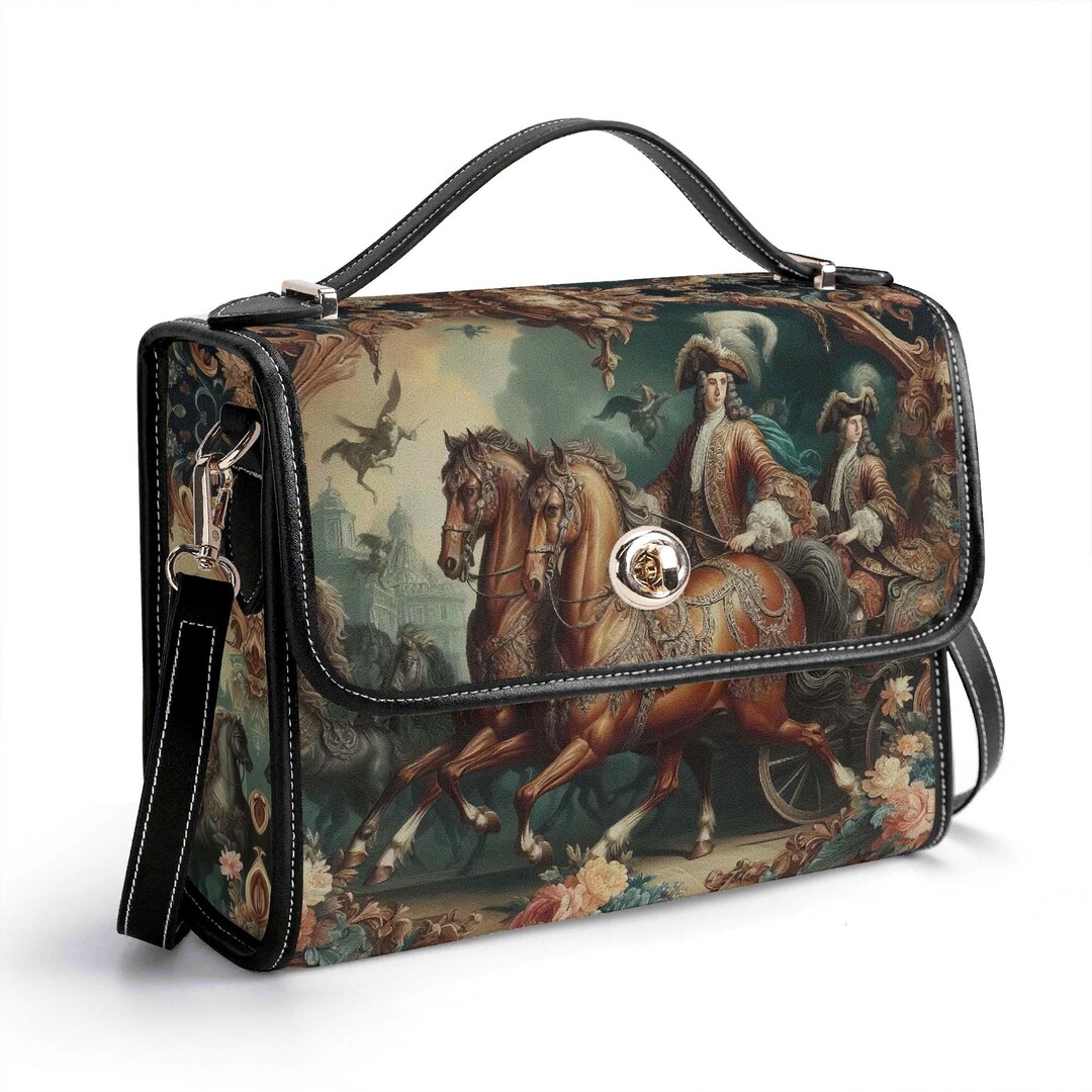 Rococo Horse Satchel Bag, Genuine Leather Top Grain Cowboy Handbag ...