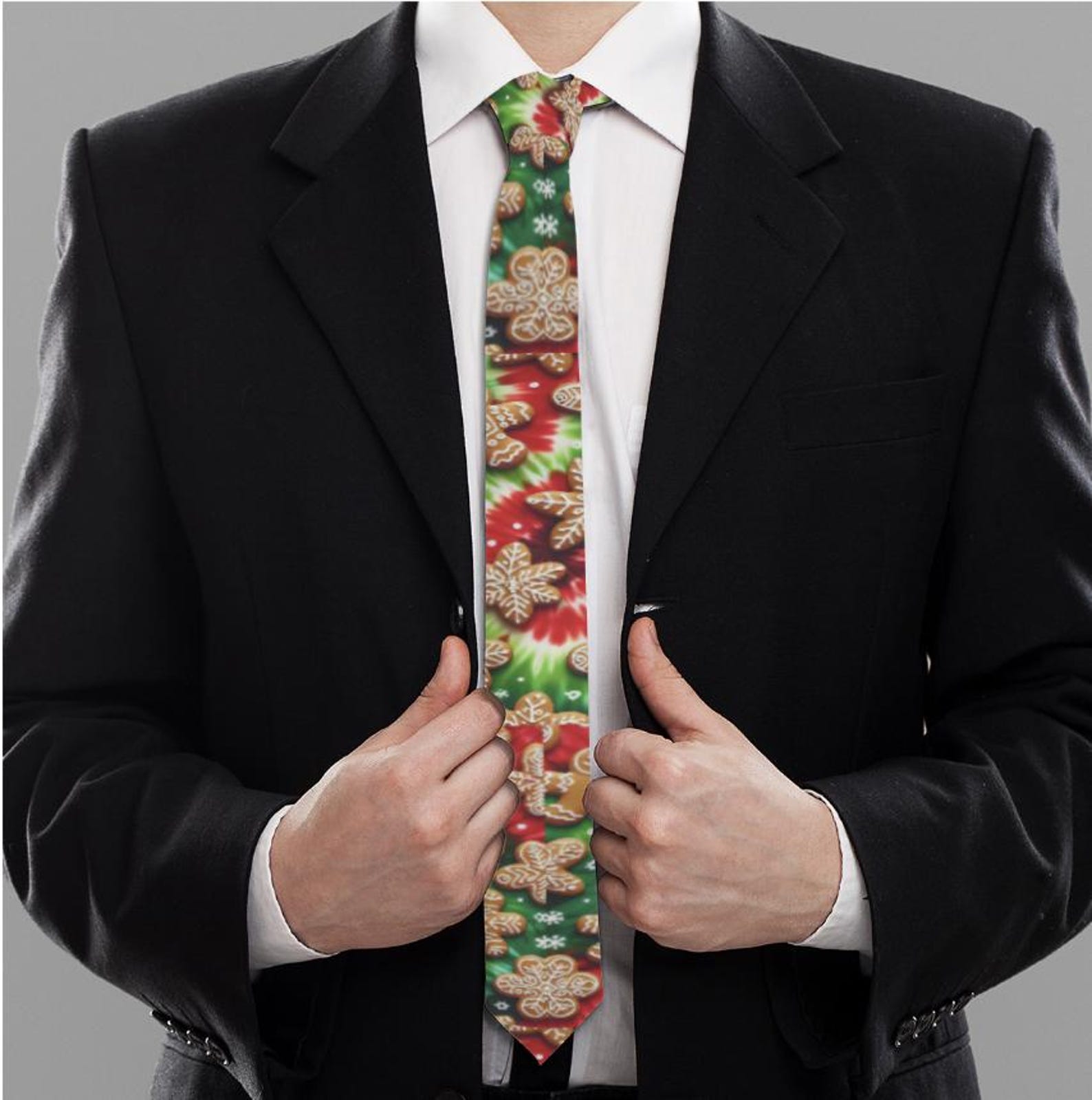 Psychedelic Tie Dye Gingerbread Cookie Necktie, Artistic Party Club ...