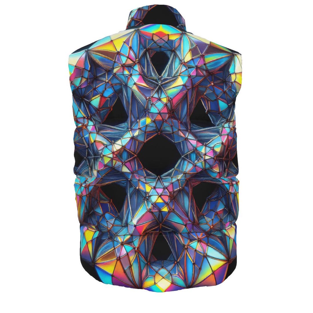Holographic Tessellation Genuine Duck Down Vest Winter Unisex Puffer ...