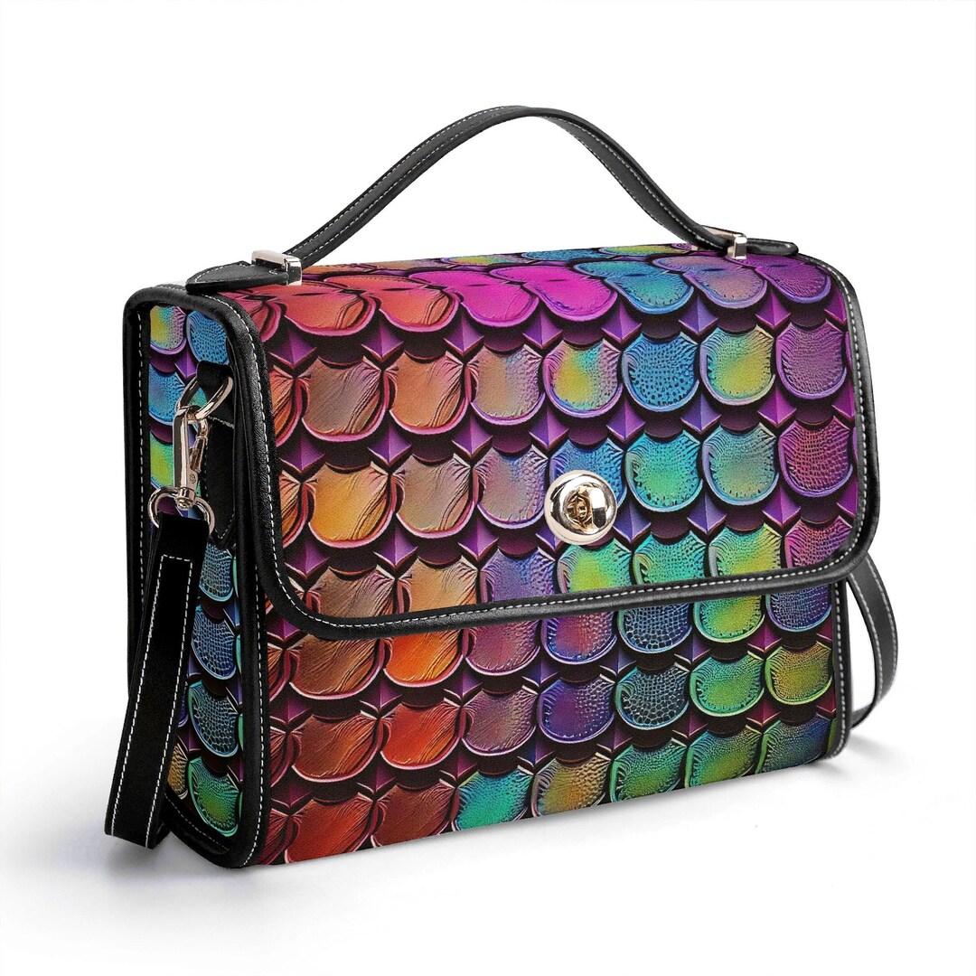Fish Scales Genuine Leather Satchel, Sequined Leather Handbag, Luxury ...