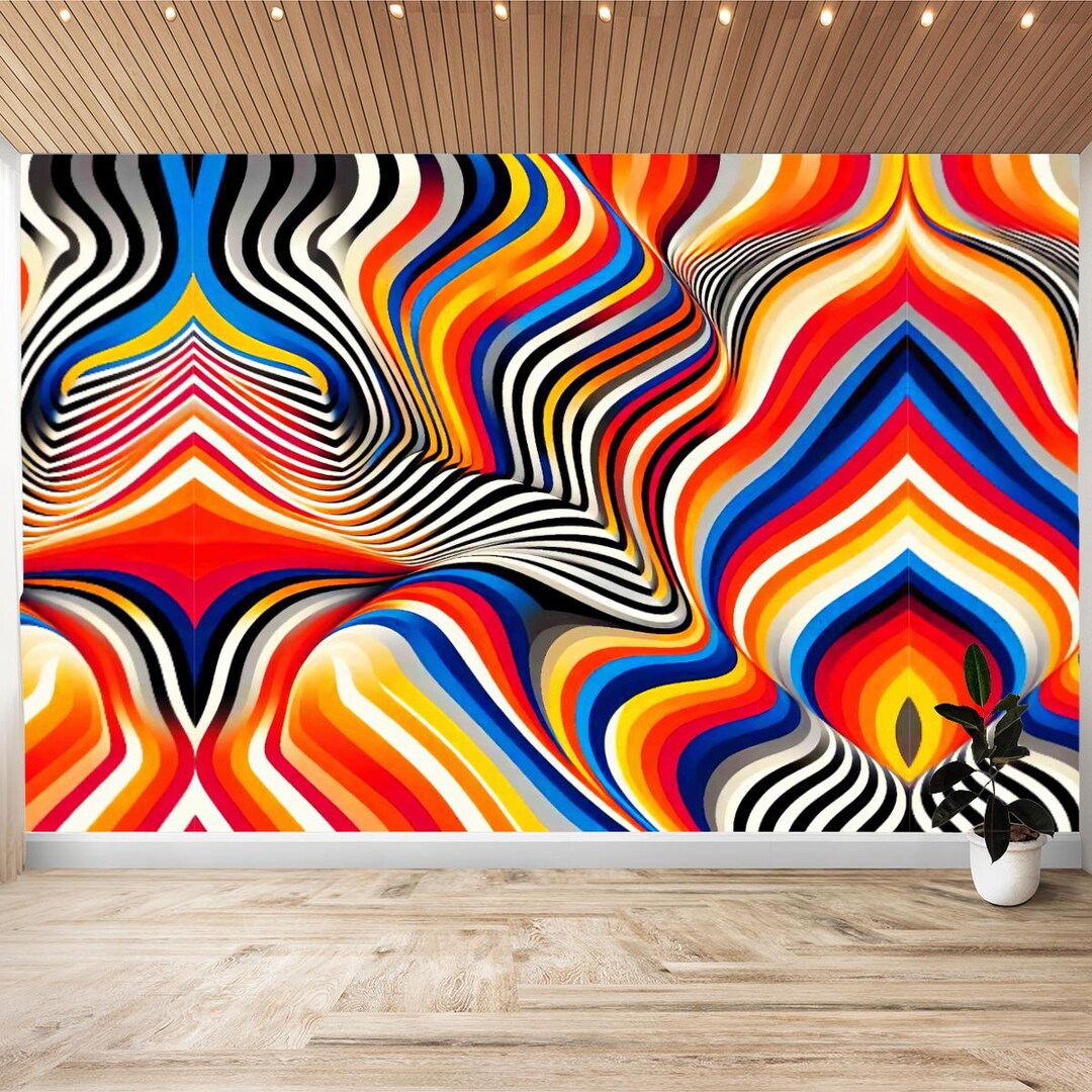 Psychedelic Wallpaper Peel and Stick, Vinyl Wall Mural, DIY Home Decor ...