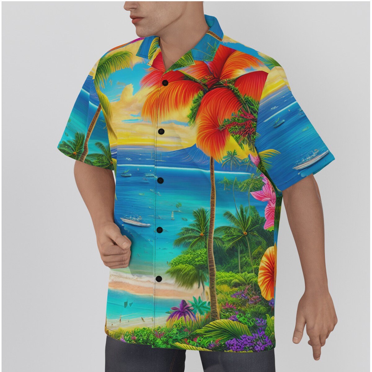 Men's Hawaiian Aloha Shirt Cotton Big & Tall Button up Short Sleeve ...