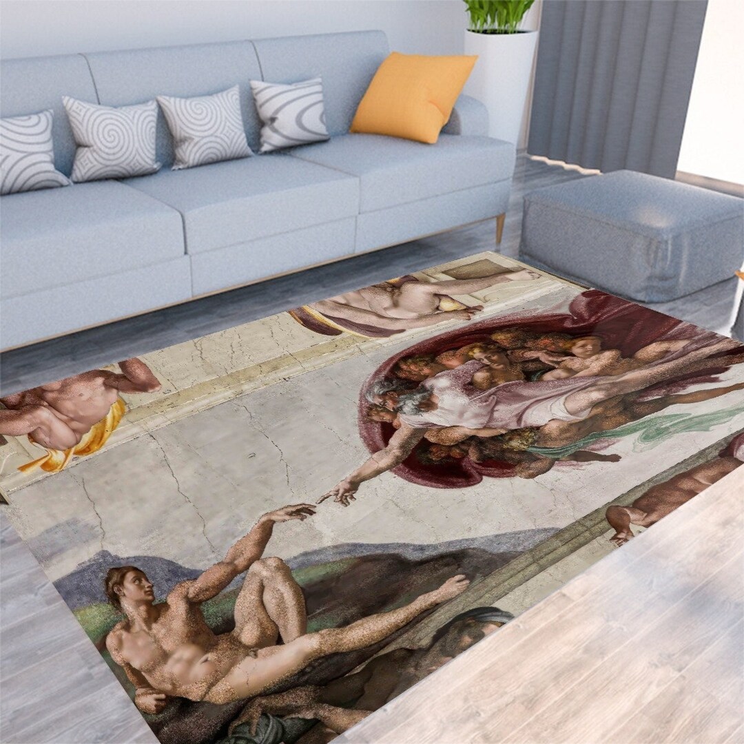 Michelangelo the Creation of Adam , Sistine Chapel, Floor Mat Carpet ...