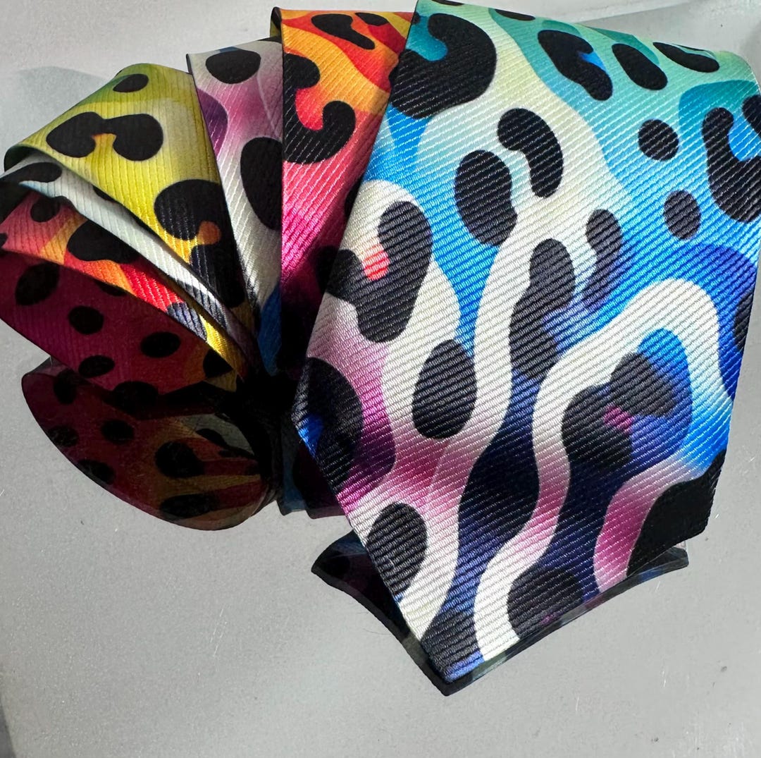 Handmade Leopard Tie, Psychedelic Rainbow Necktie, Cheetah Flock ...