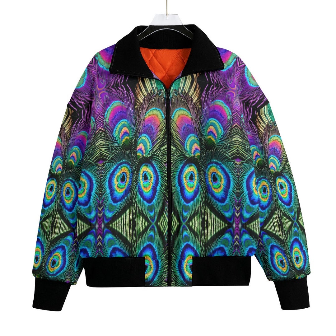 Trippy Peacock Jacket Coat Bomber Unisex Streetwear Mc DJ Rave Festival ...