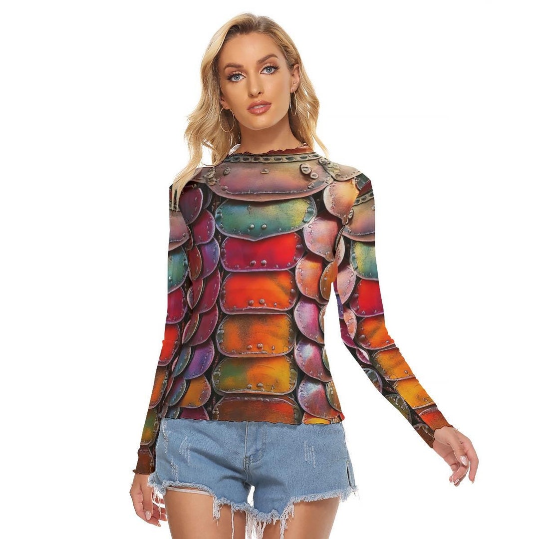 Medieval Mesh Shirt See Thru Blouse Red Second Skin Tight Sheer L.A.R.P ...