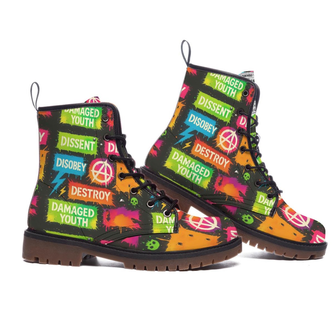 Neon Bright Punk Rock Women's Martin Short Boots Combat Interactive ...