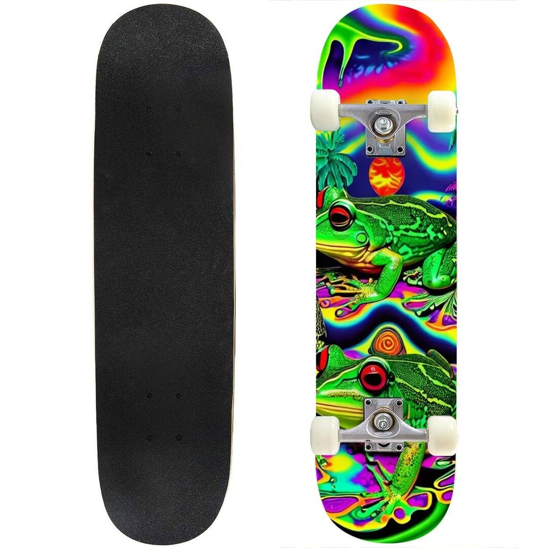 Psychedelic Frog Skateboard Deck, 8 Maple Wood Skate Board, Trippy ...