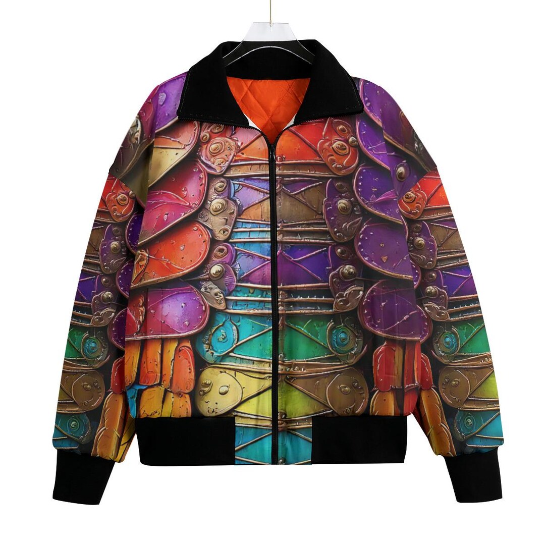Psychedelic Armor Jacket, Dystopian Warrior Bomber Jacket, Quilted Coat ...