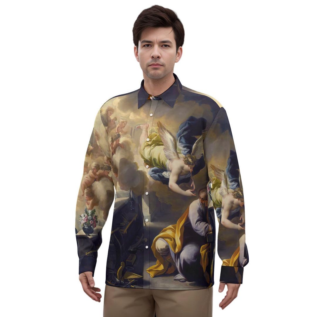 Giordano Dream of St. Joseph Rococo Art History Button up Satin Shirt ...