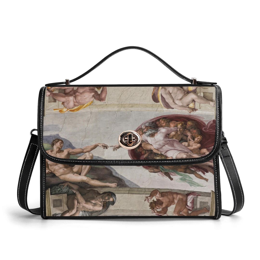 Michelangelo "creation of Adam" Sistine Chapel Genuine Leather Satchel ...